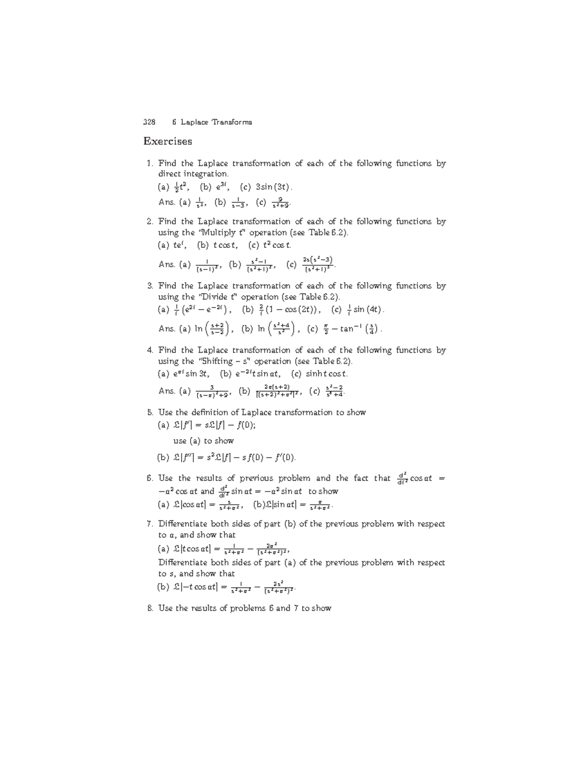 Assignment 1 on LTT - 328 6 Laplace Transforms Exercises Find the ...