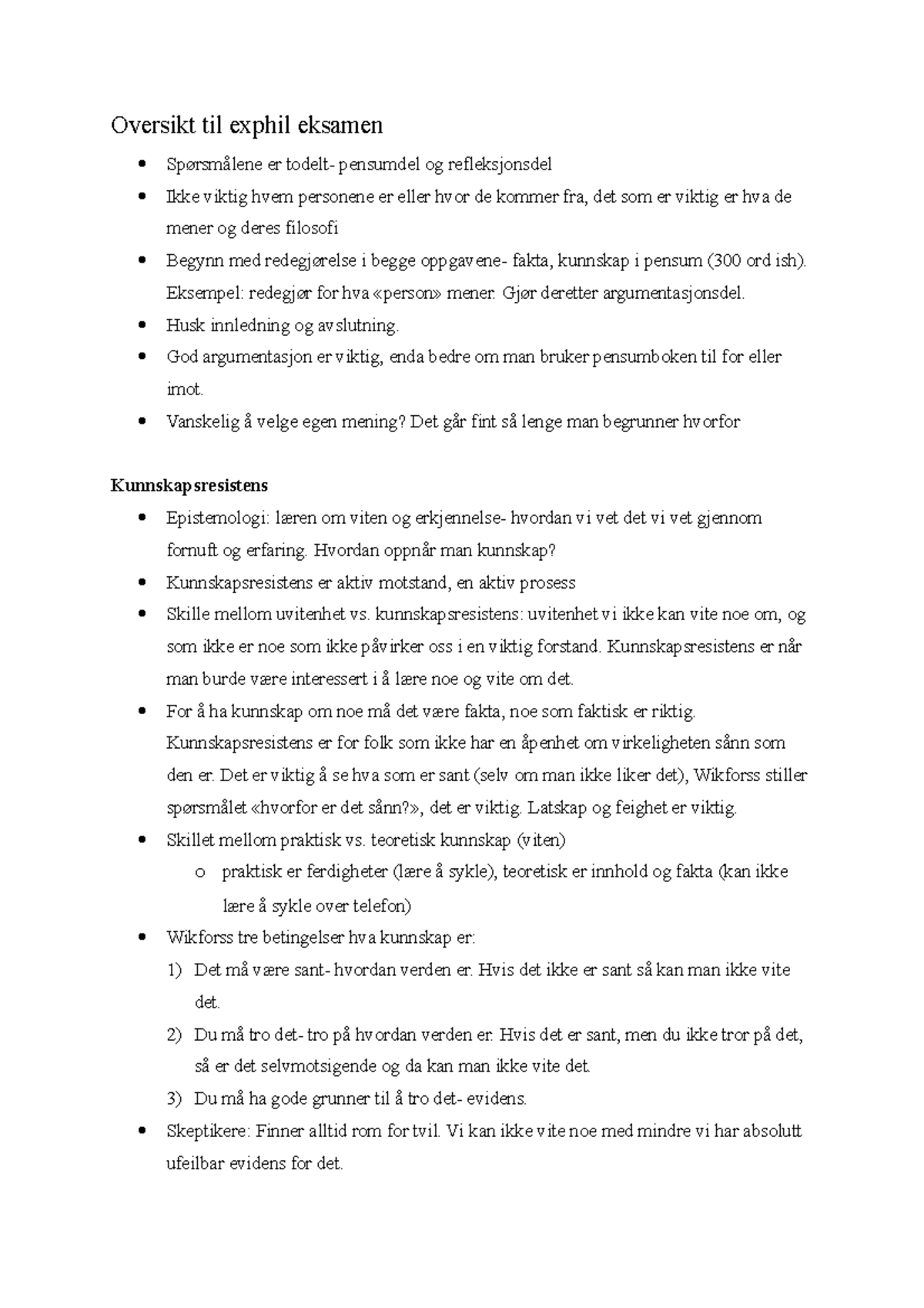 Oversikt til exphil eksamen - Eksempel: redegjør for hva «person» mener. Gjør deretter - Studocu