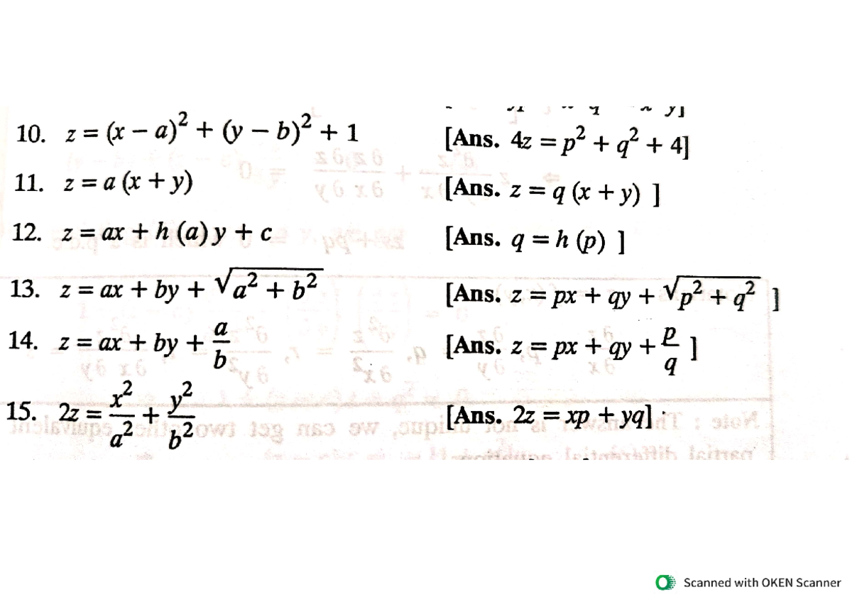 practice sheet for partial differential equation given by faculty of ...