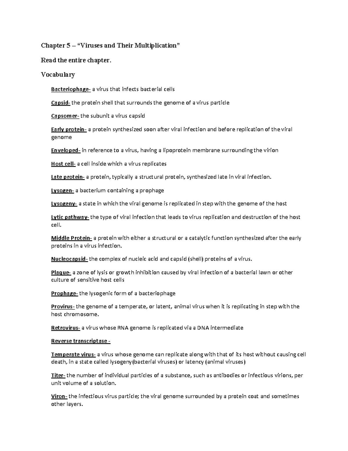 Chapter 5 - Summary Fundamentals Of Virology - Chapter 5 – “Viruses and Their Multiplication ...