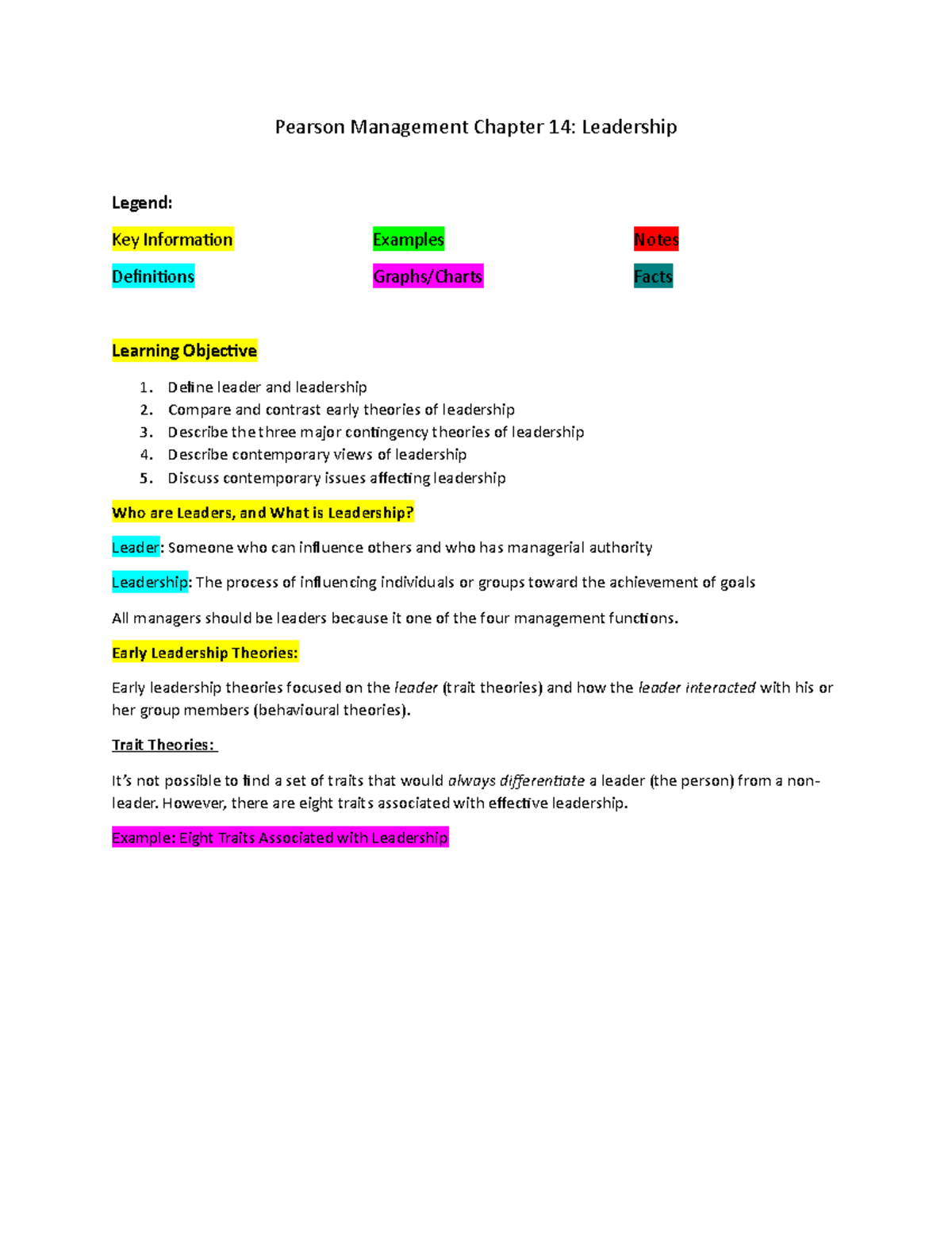 Pearson Management Chapter 14 Leadership - Pearson Management Chapter ...