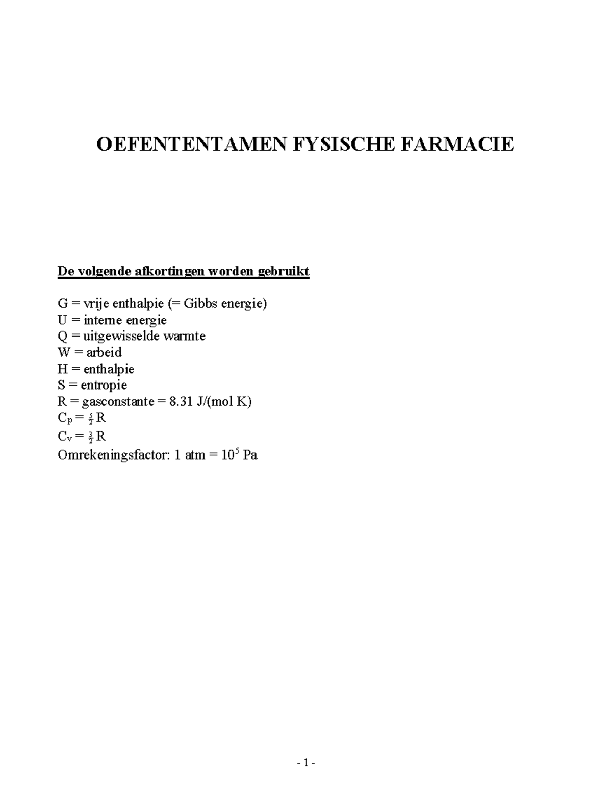Proef/oefen tentamen 2018 - Warning: TT: undefined function: 32 OEFENTENTAMEN FYSISCHE FARMACIE ...