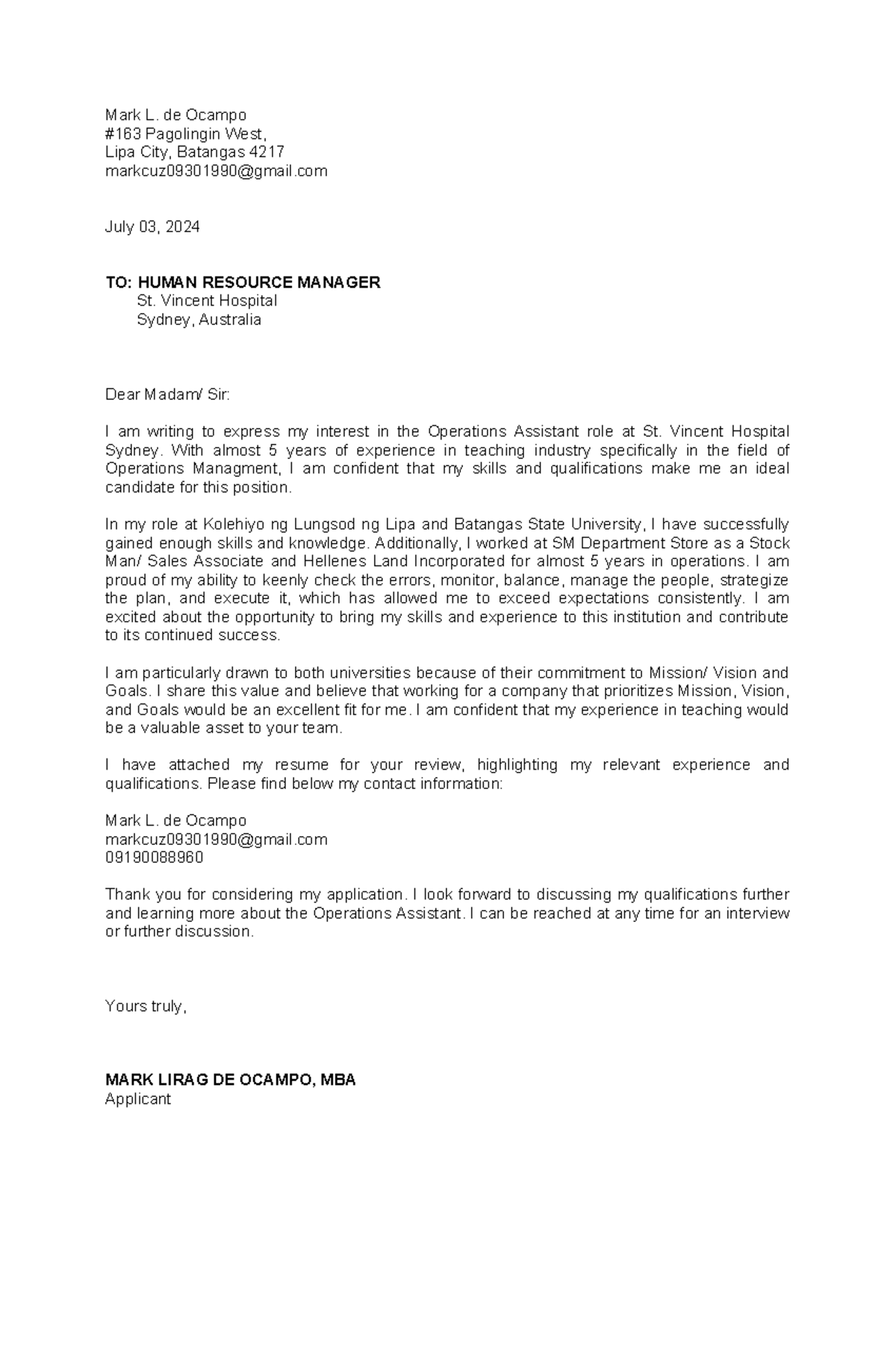 MARK L. DE Ocampo- Intent Letter - Mark L. de Ocampo #163 Pagolingin ...