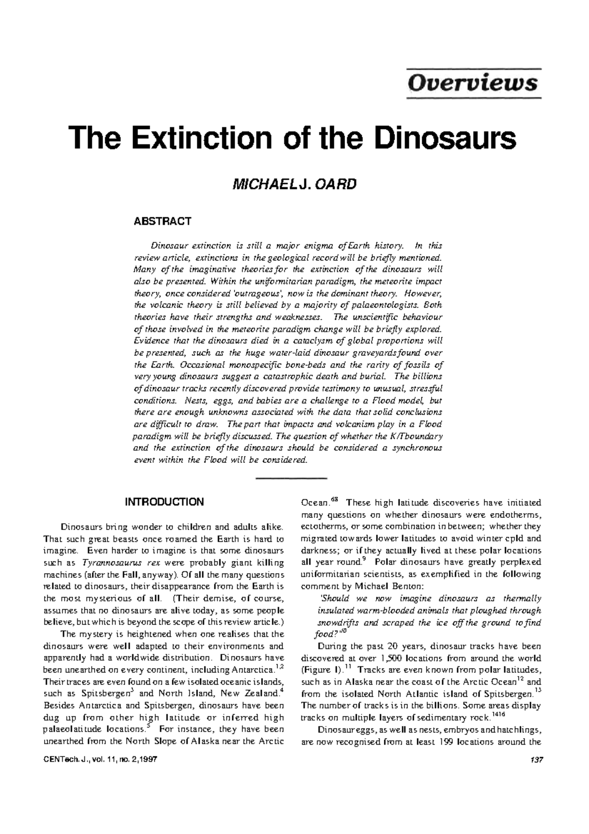 Extinction OF THE Dinosaurs - The Extinction of the Dinosaurs MICHAEL J ...