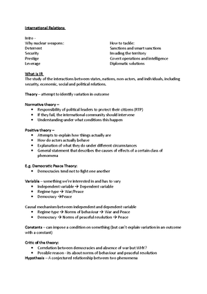 The Major Theories of IR Study Guide - The Major Theories of ...