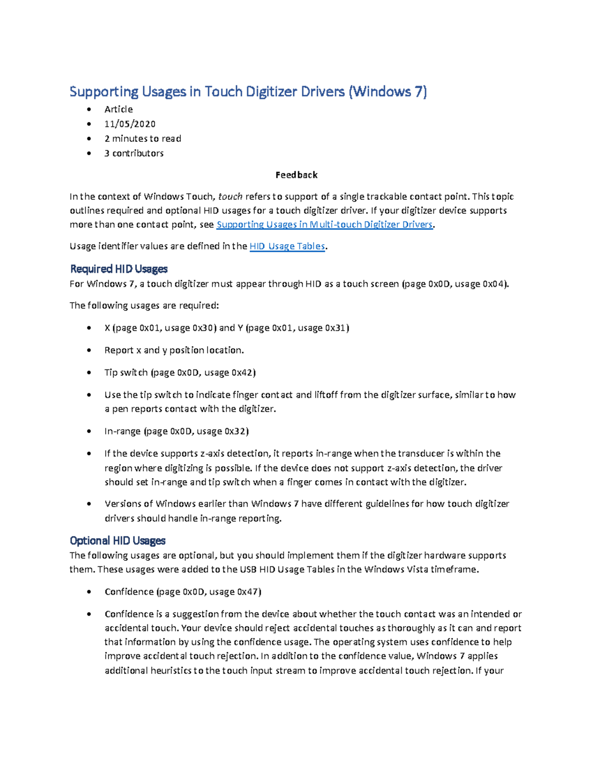 Document 32 (81) - Bob - Supporting Usages in Touch Digitizer Drivers (Windows 7 ) Article 11/05 ...