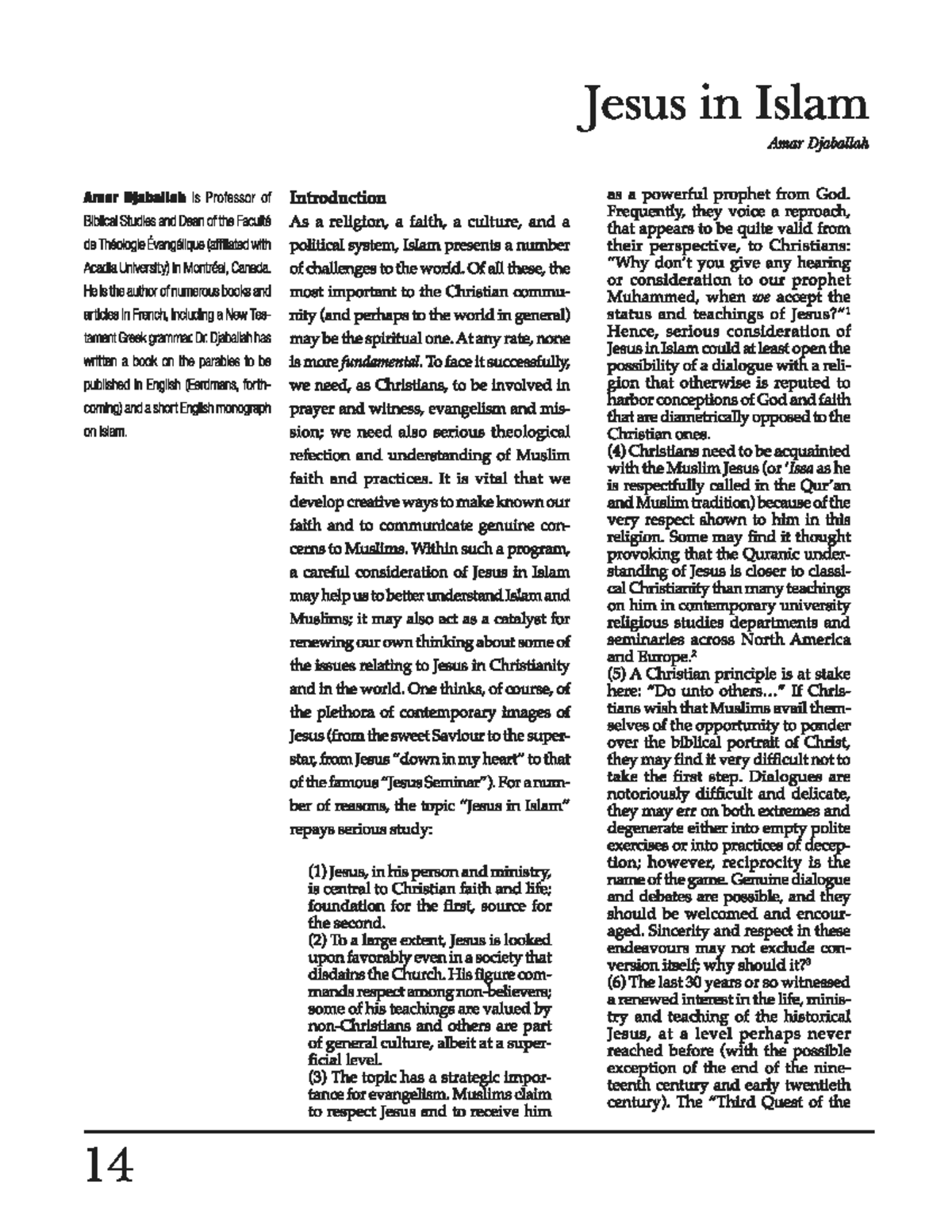 Jesus in Islam - A PDF articulating written work from a scholar article ...