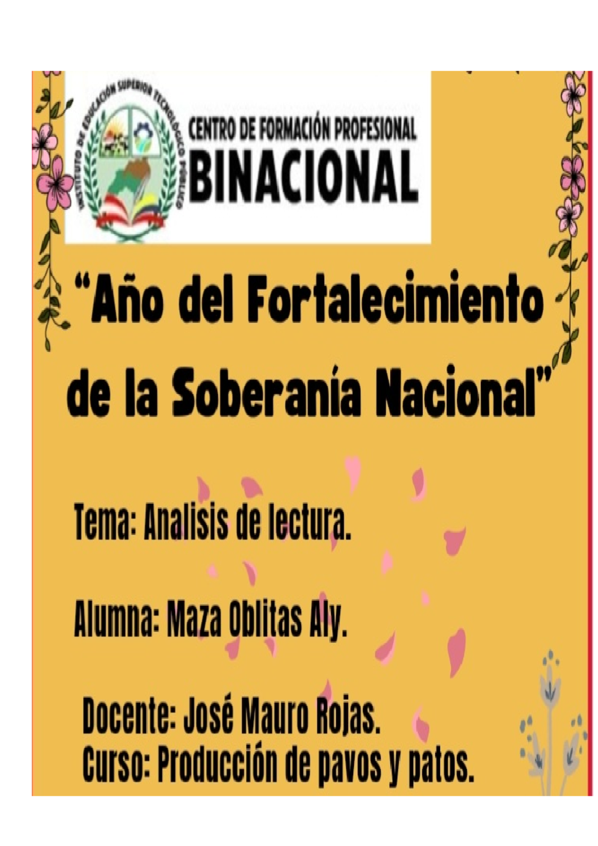 Analisis de la lectura - Estrategia para la crianza de pavos y patos ...