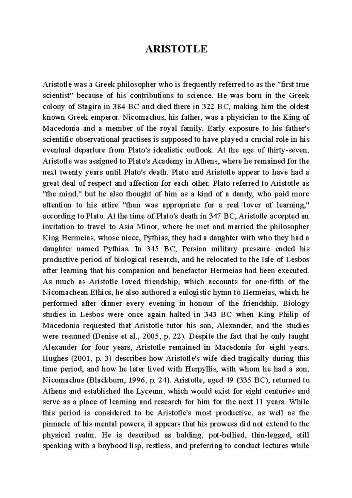 Aristotle - Lecture notes 4 - ARISTOTLE Aristotle was a Greek ...