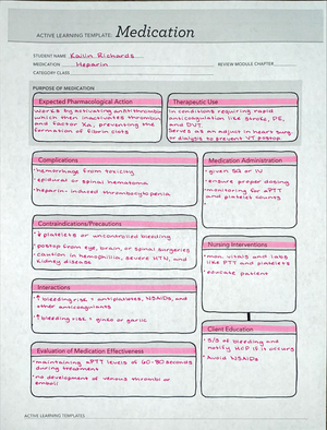 ATI Medication Active Learning Template - Aspirin - NUR 425 - Studocu
