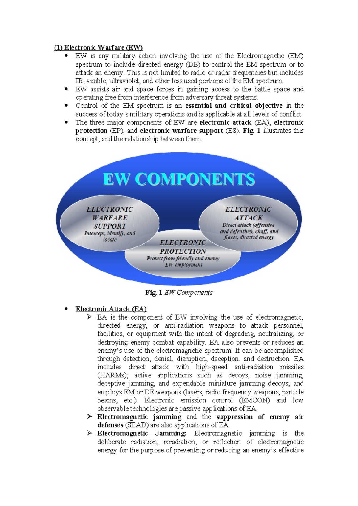 Electronic Warfare - Avionics - (1) Electronic Warfare (EW) EW is any ...