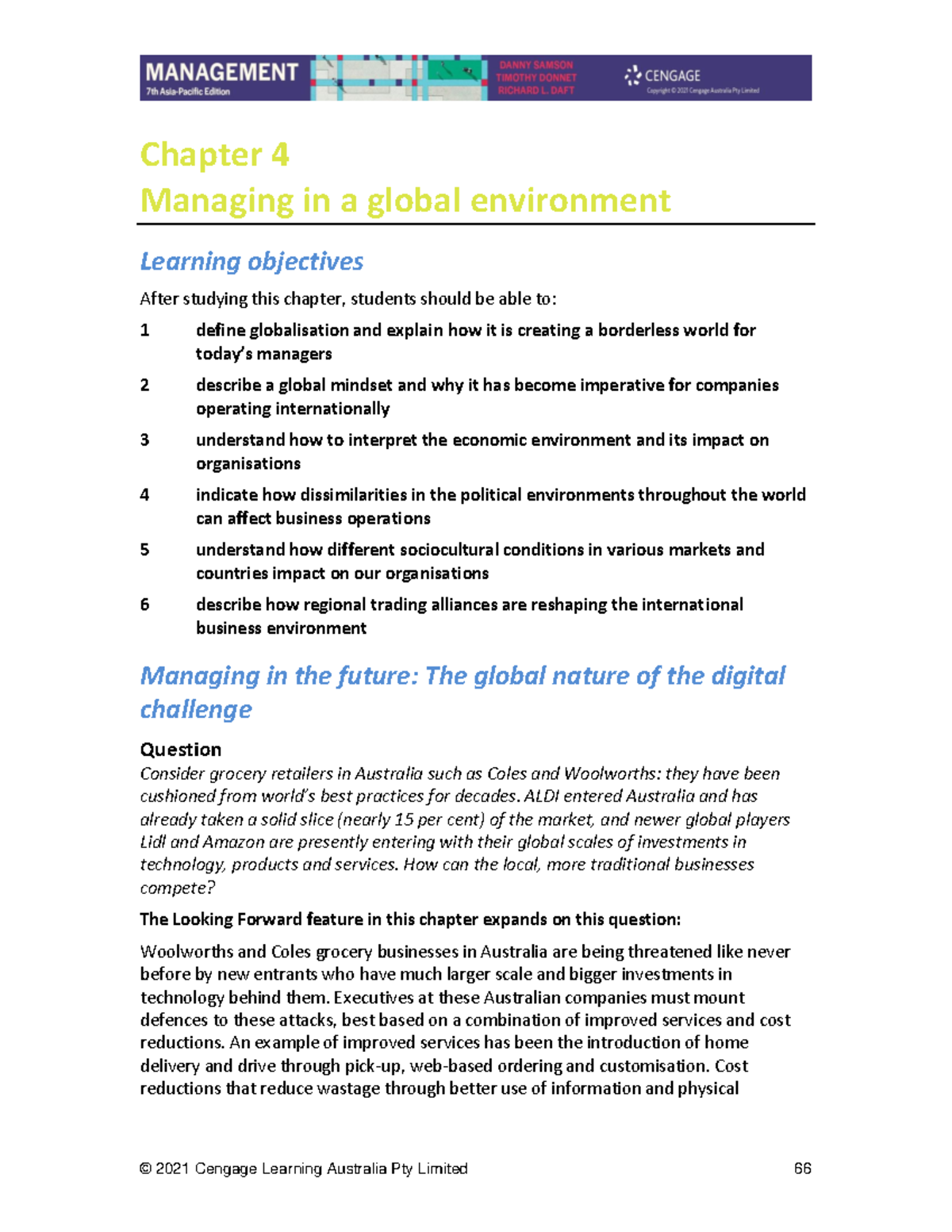 Chapter 4 Text Book Summary - Chapter 4 Managing in a global ...