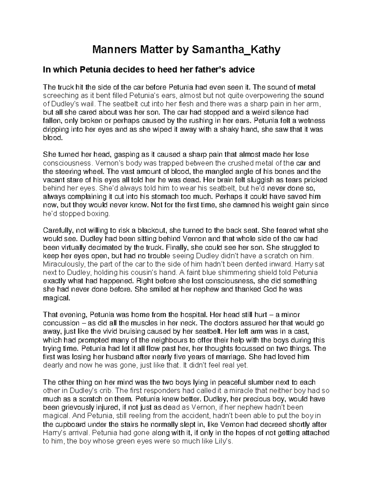 Manners Matter by Samantha Kathy - Manners Matter by Samantha_Kathy In which Petunia decides to ...