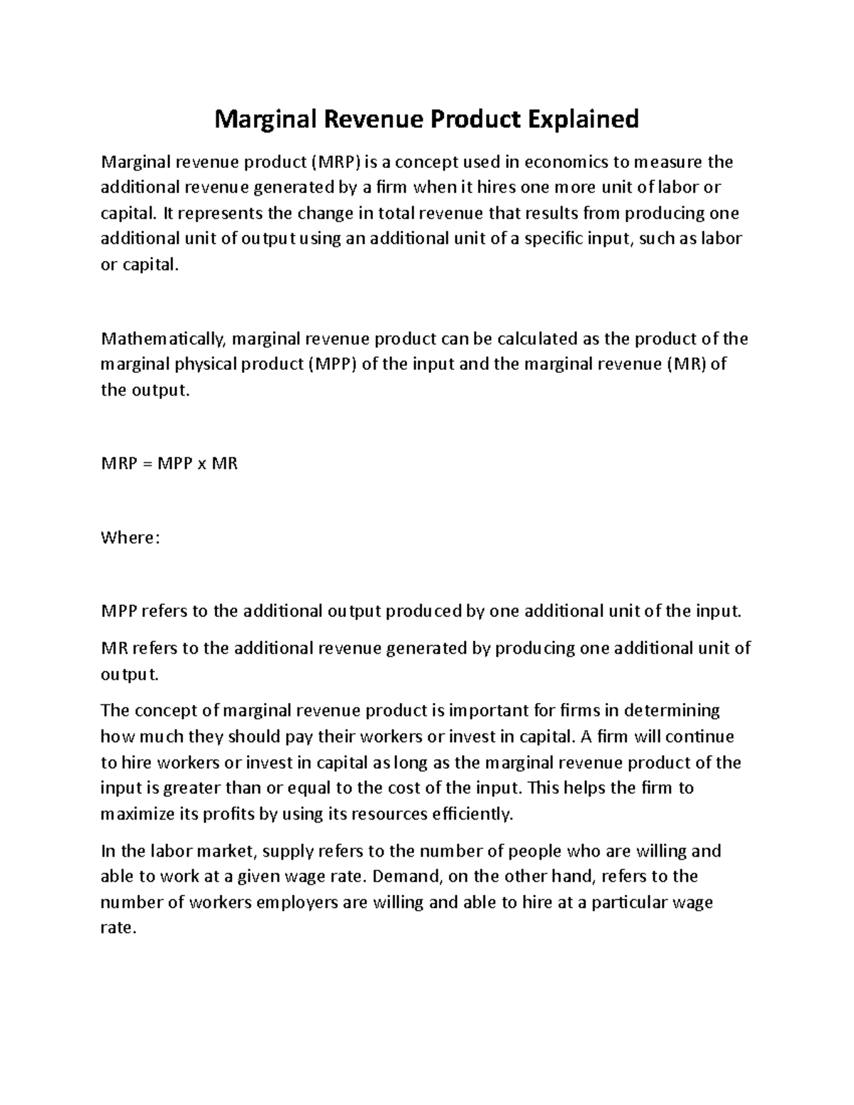 Marginal Revenue Product Explained Marginal Revenue Product Explained marginal-revenue-product-explained-marginal-revenue-product-explained