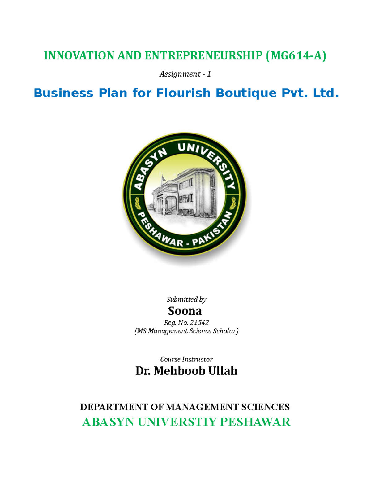 Flourish Boutique - assignment - Assignment - 1 Business Plan for Flourish Boutique Pvt. Ltd ...