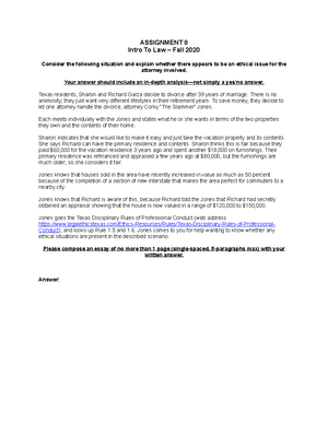 Assignment 11.3 - Intro To Law - Fall 2020 - ASSIGNMENT 11. Intro To ...