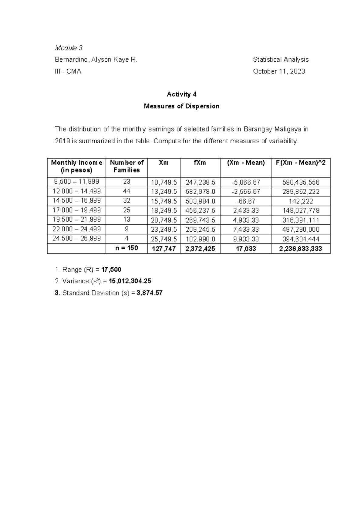 Activity - n/a - Module 3 Bernardino, Alyson Kaye R. Statistical ...