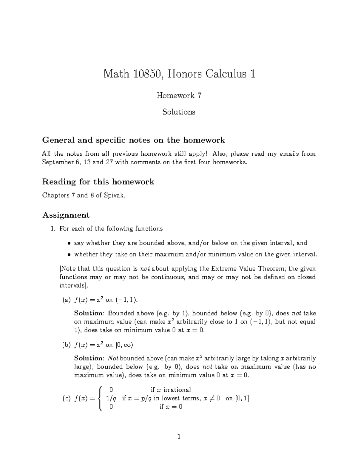 10850-homework 7 - Fall 2017 - Math 10850, Honors Calculus 1 Homework 7 ...