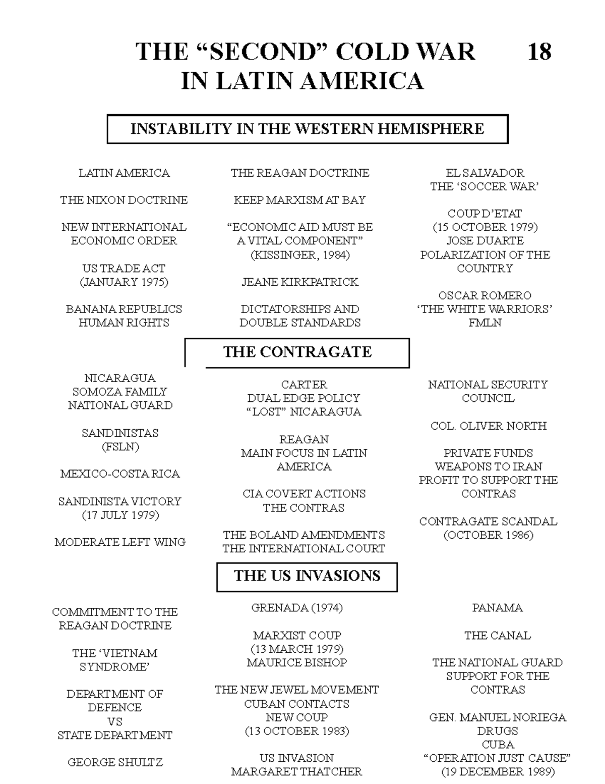 lecture handout - THE “SECOND” COLD WAR 18 IN LATIN AMERICA THE ...