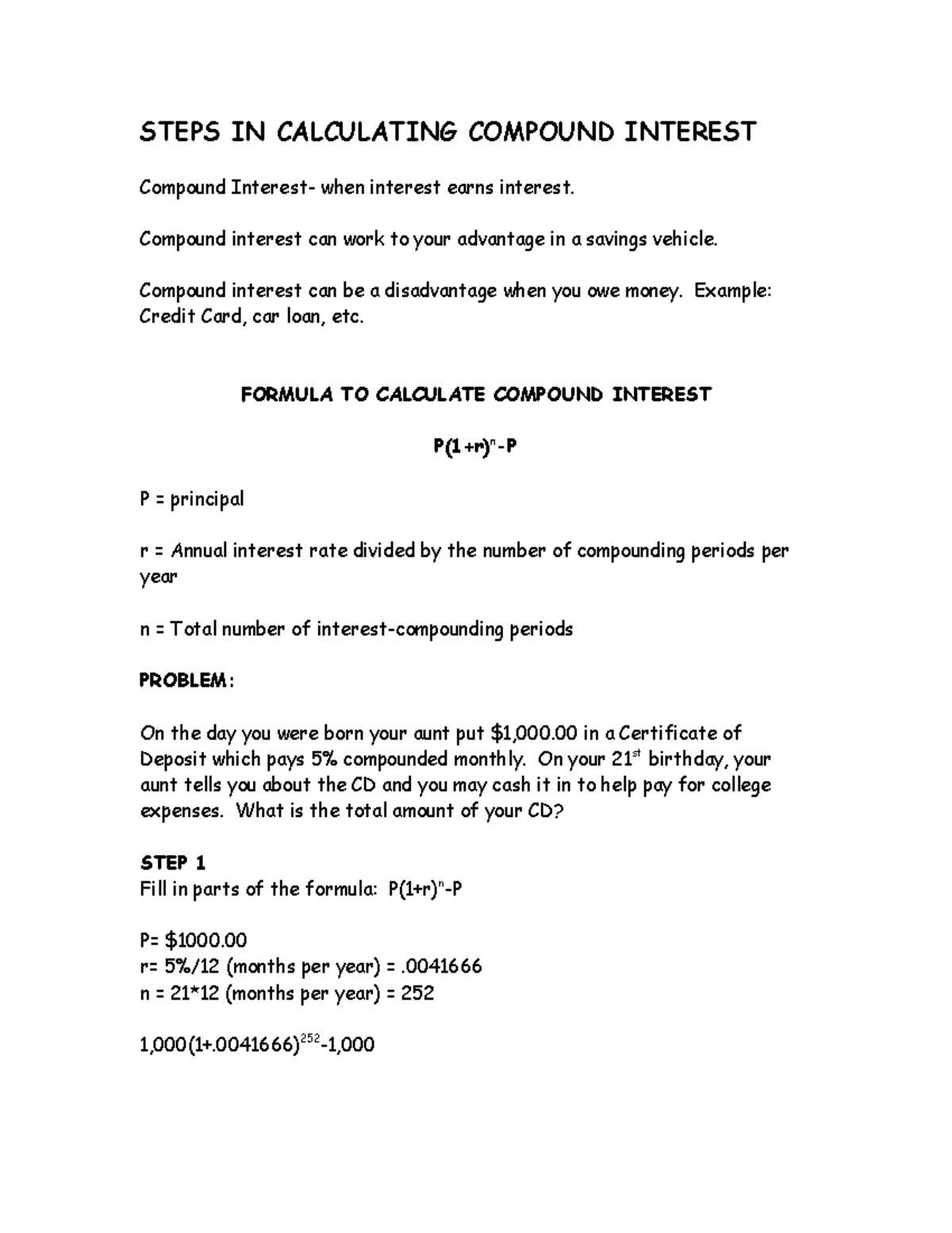 Steps IN Calculating Compound Interest - STEPS IN CALCULATING COMPOUND ...