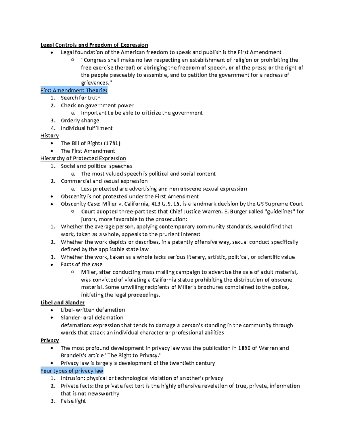 Legal Controls and Freedom of Expression - " First Amendment Theories 1 ...
