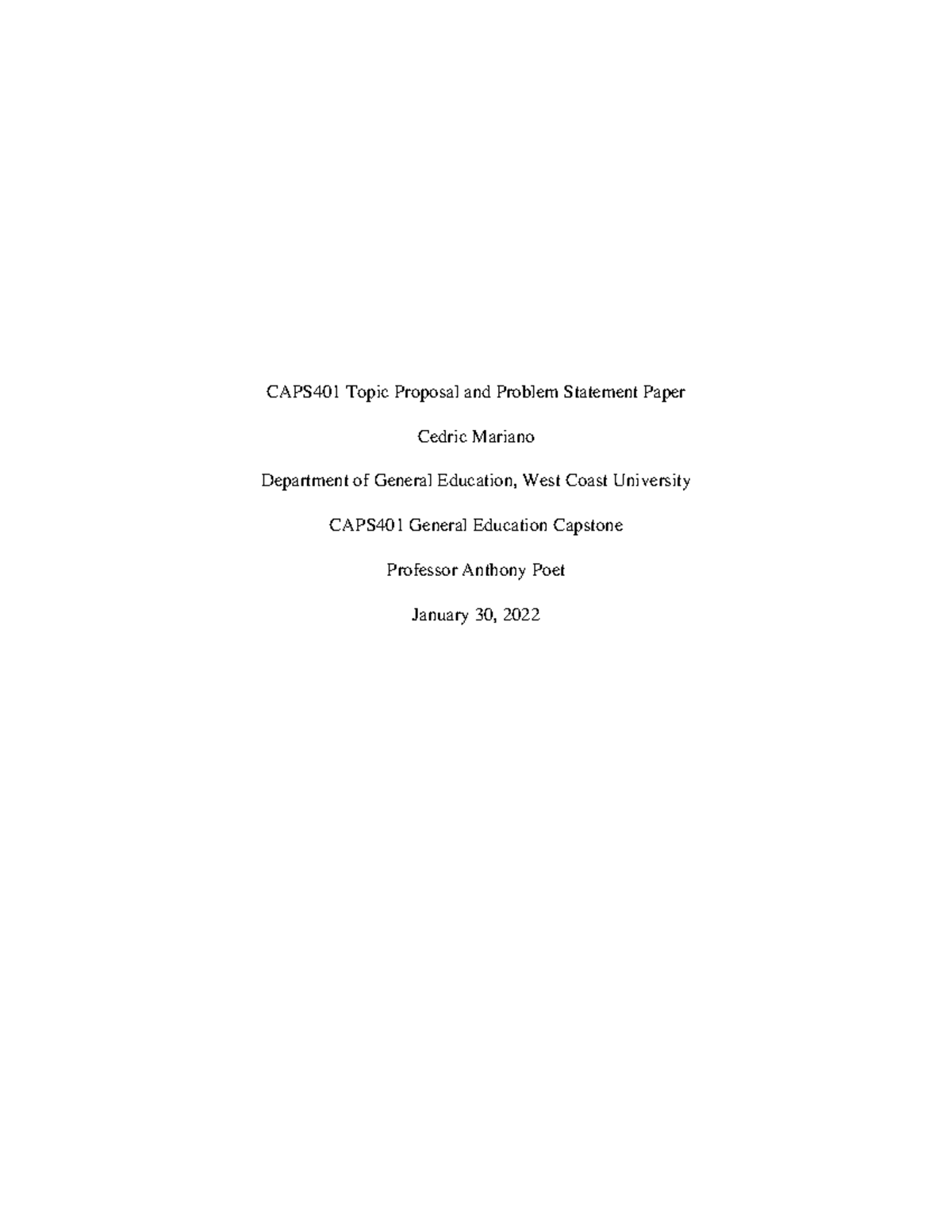 CAPS401 Topic Proposal And Problem Statement Paper I Am Interested In caps401-topic-proposal-and-problem-statement-paper-i-am-interested-in
