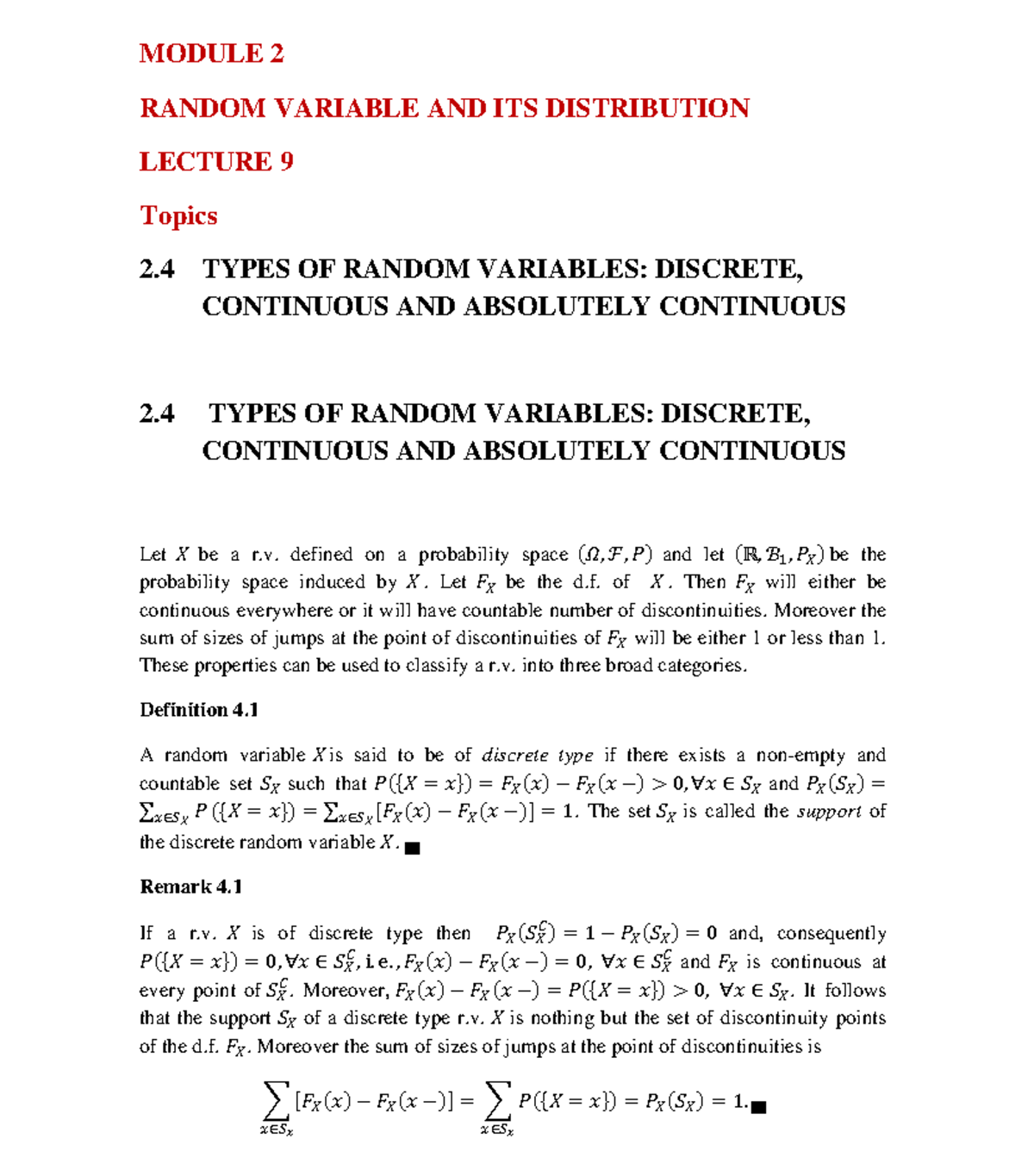 Lecture 9 Probability And Distributions Probability And Statistics