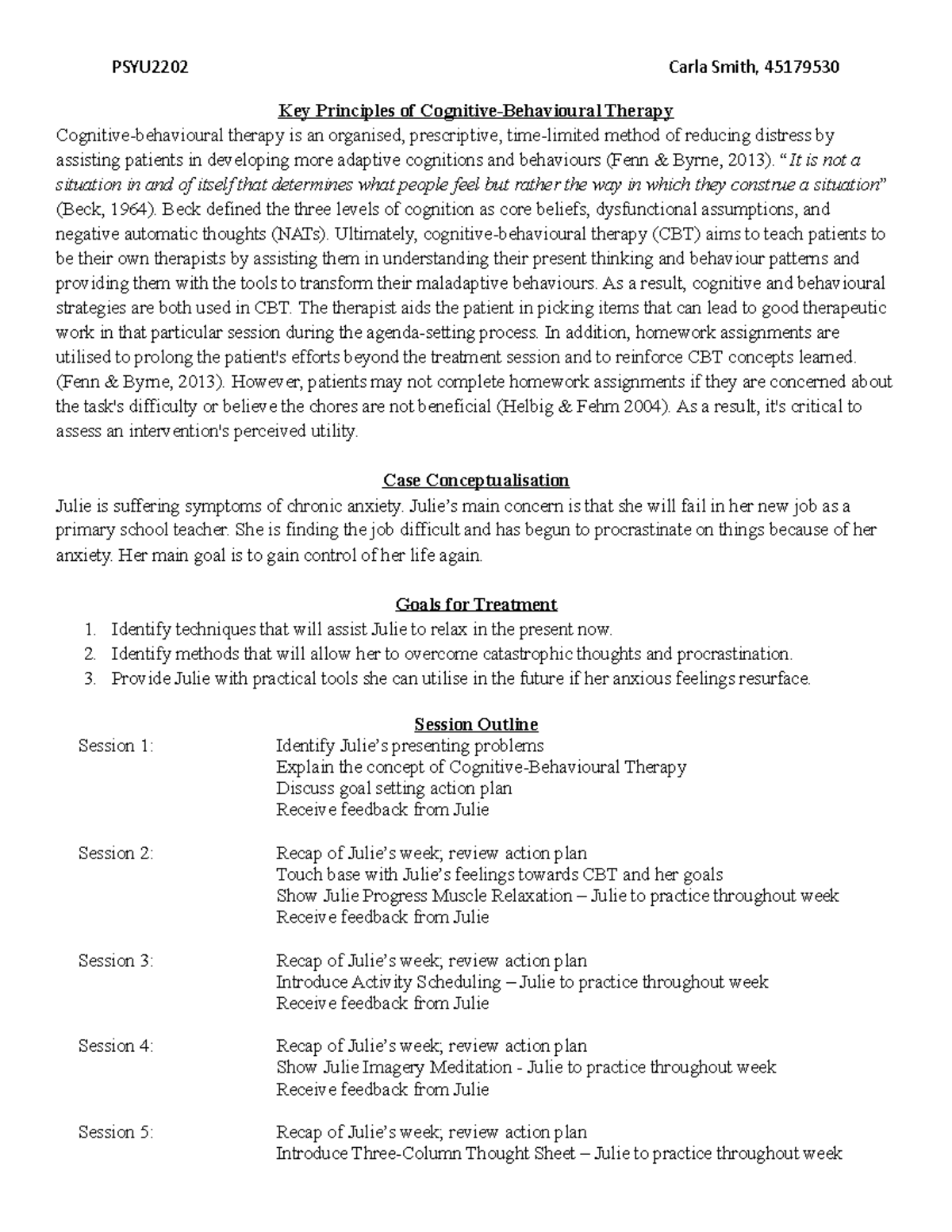 Counselling Assessment - Key Principles of Cognitive-Behavioural ...