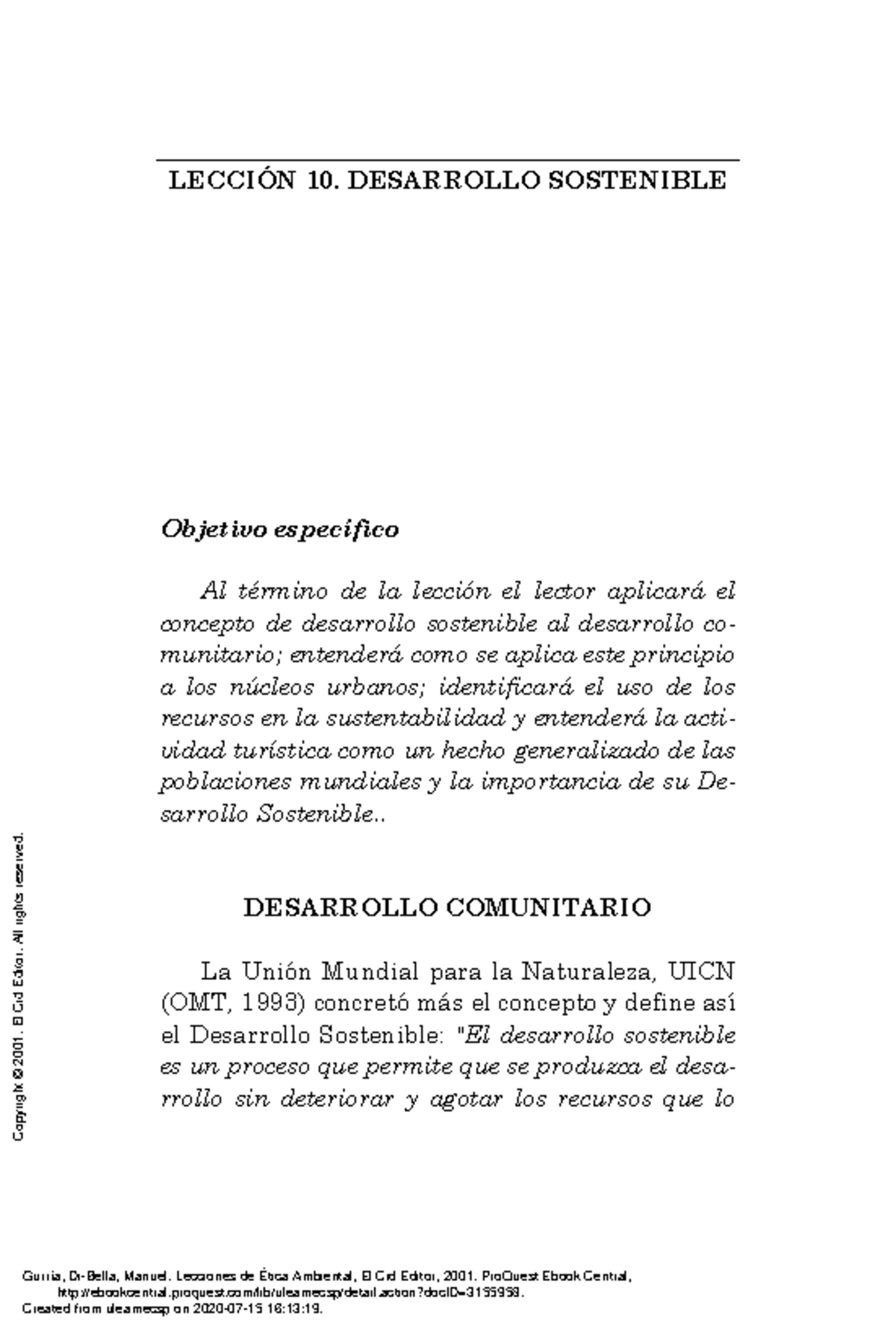 Lección 10 - LECCI”N 10. DESARROLLO SOSTENIBLE Objetivo especÌfico Al tÈrmino de la lecciÛn el ...