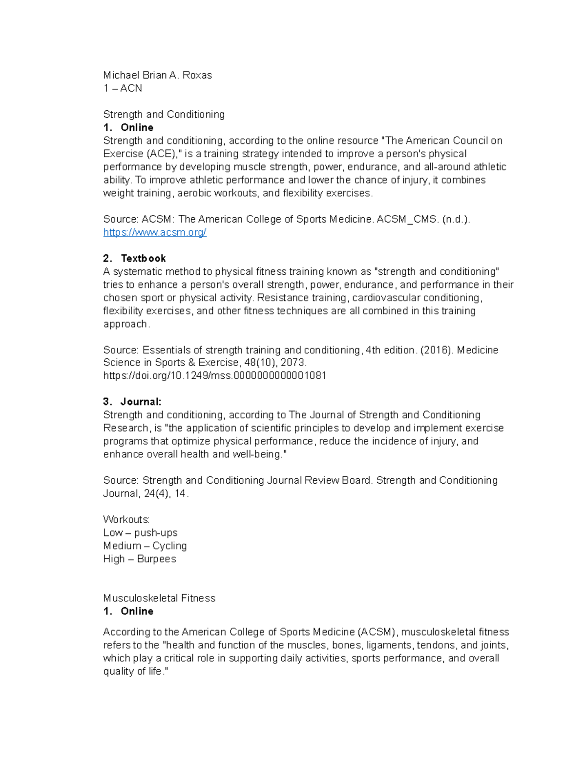 Roxas - Pathfit - sssdddd - Michael Brian A. Roxas 1 – ACN Strength and ...