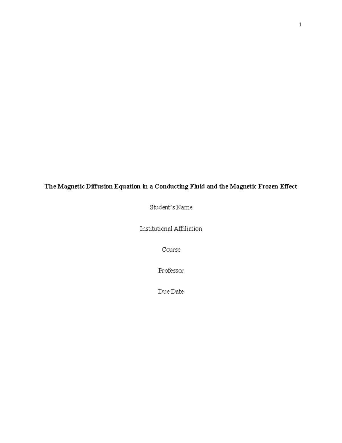The Magnetic Diffusion Equation in a Conducting Fluid and the Magnetic ...