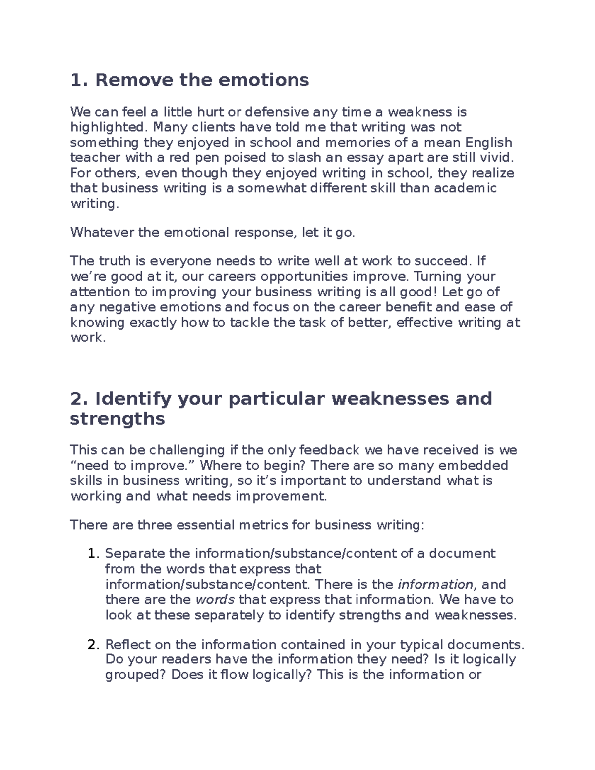 1 - this should be used as well as in every subject - 1. Remove the ...