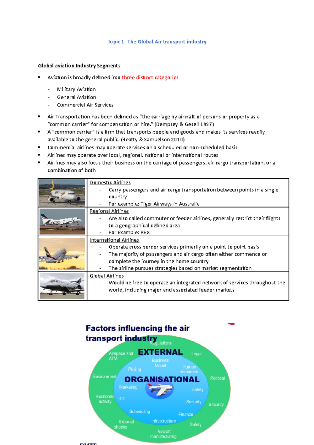 Topic 1- The Global Air Transport Industry - Topic 1- The Global Air ...