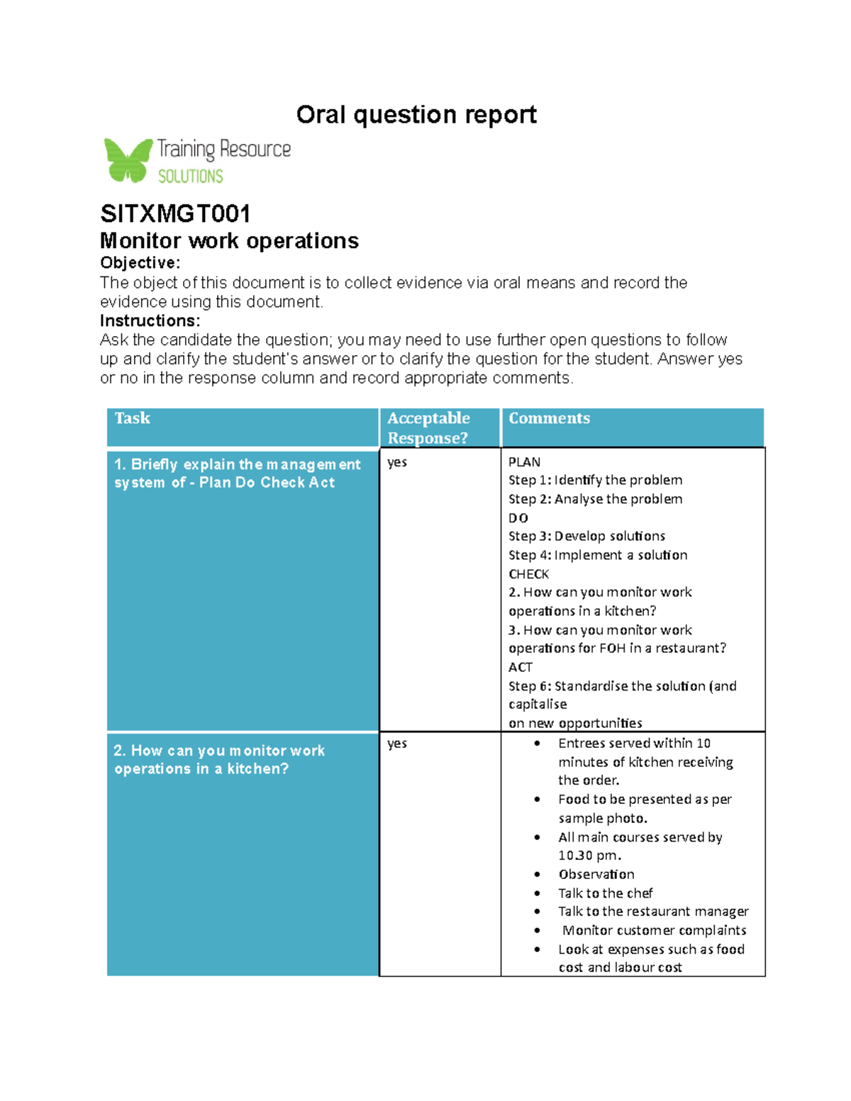 Monitor WORK Operations - Oral question report - Oral question report ...