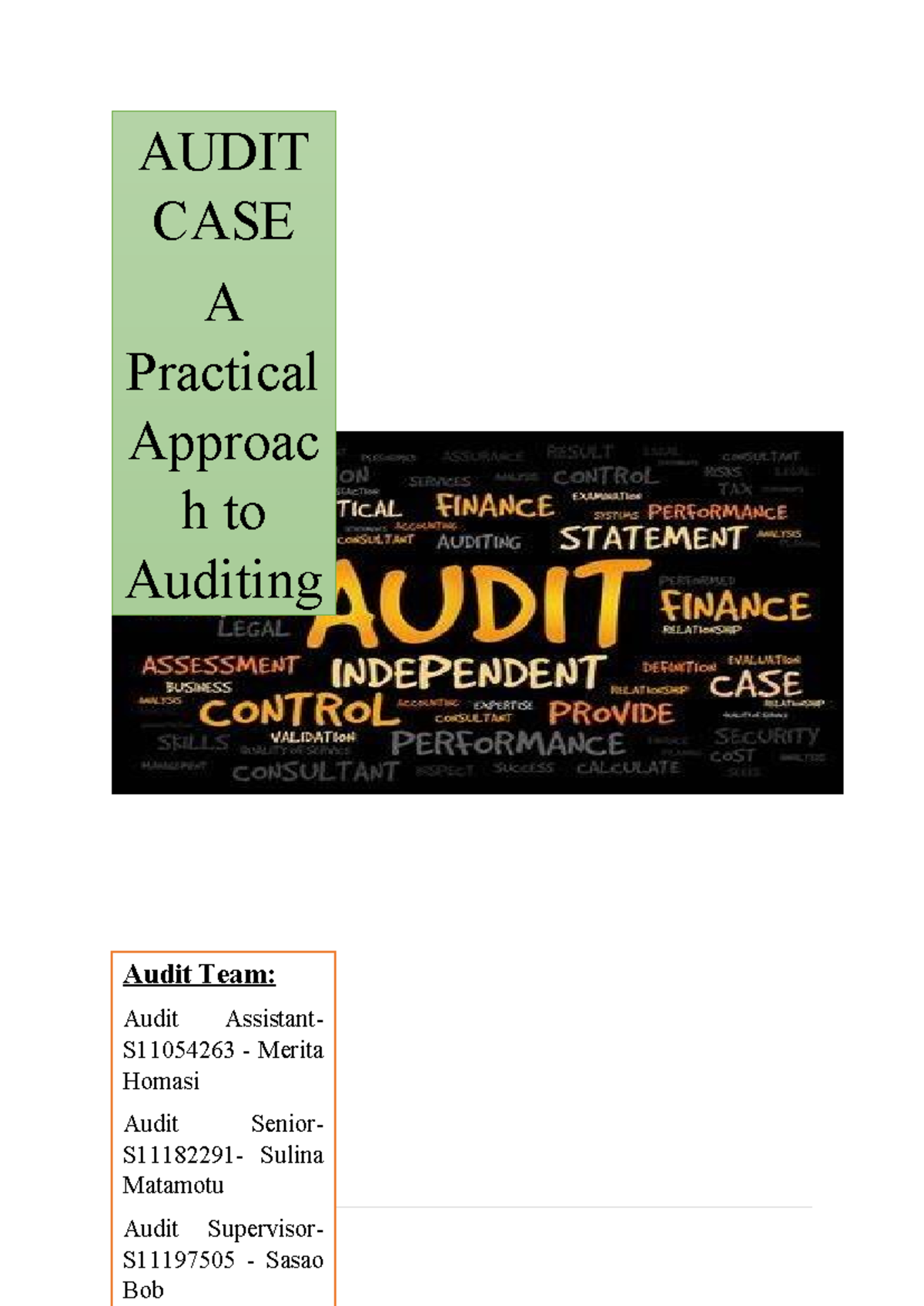 AF304 Final Assignment Group 3 - 1 | P a g e AUDIT CASE A Practical ...