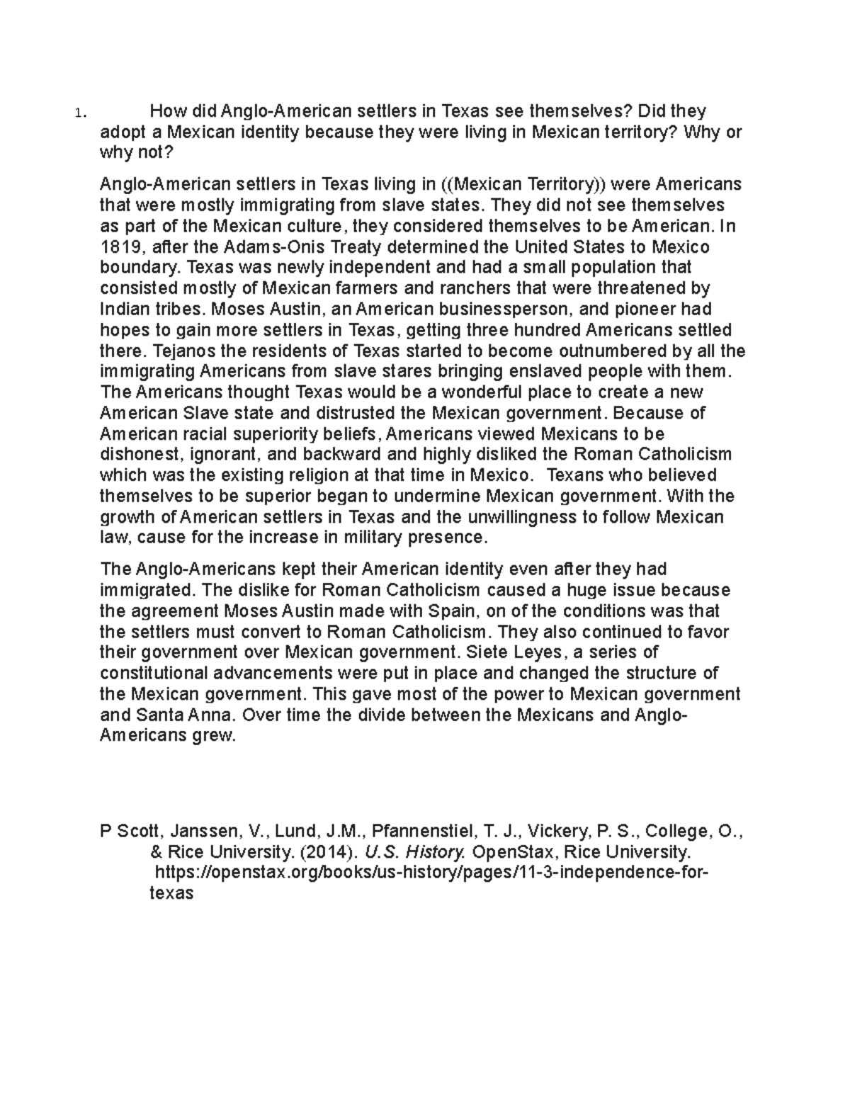 Chapter 11 Discussion Board - 1. How did Anglo-American settlers in ...