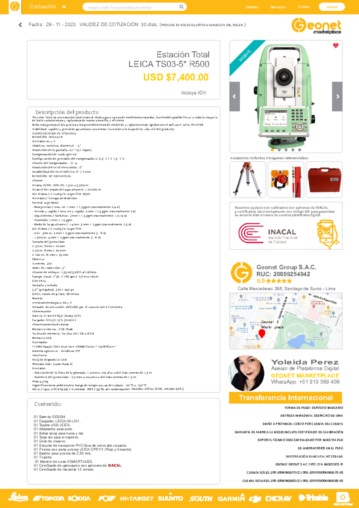 Estacion Leica TS03-5 R500 (13) - Cotización Imagina todo lo que puedes encontrar NUEVO ...