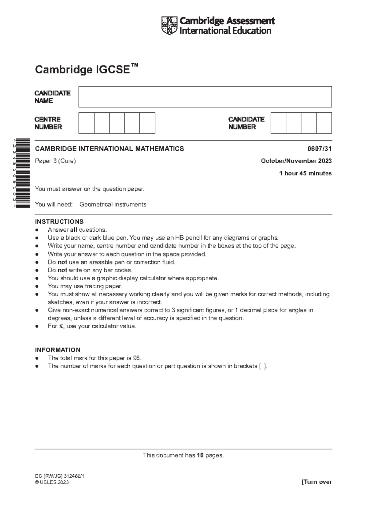 0607 w23 qp 31 - hjdshjsjhdsjh - This document has 16 pages. [Turn over ...