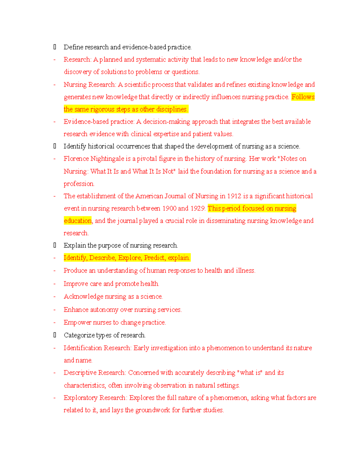 Exam 1 Objectives - Define research and evidence-based practice ...