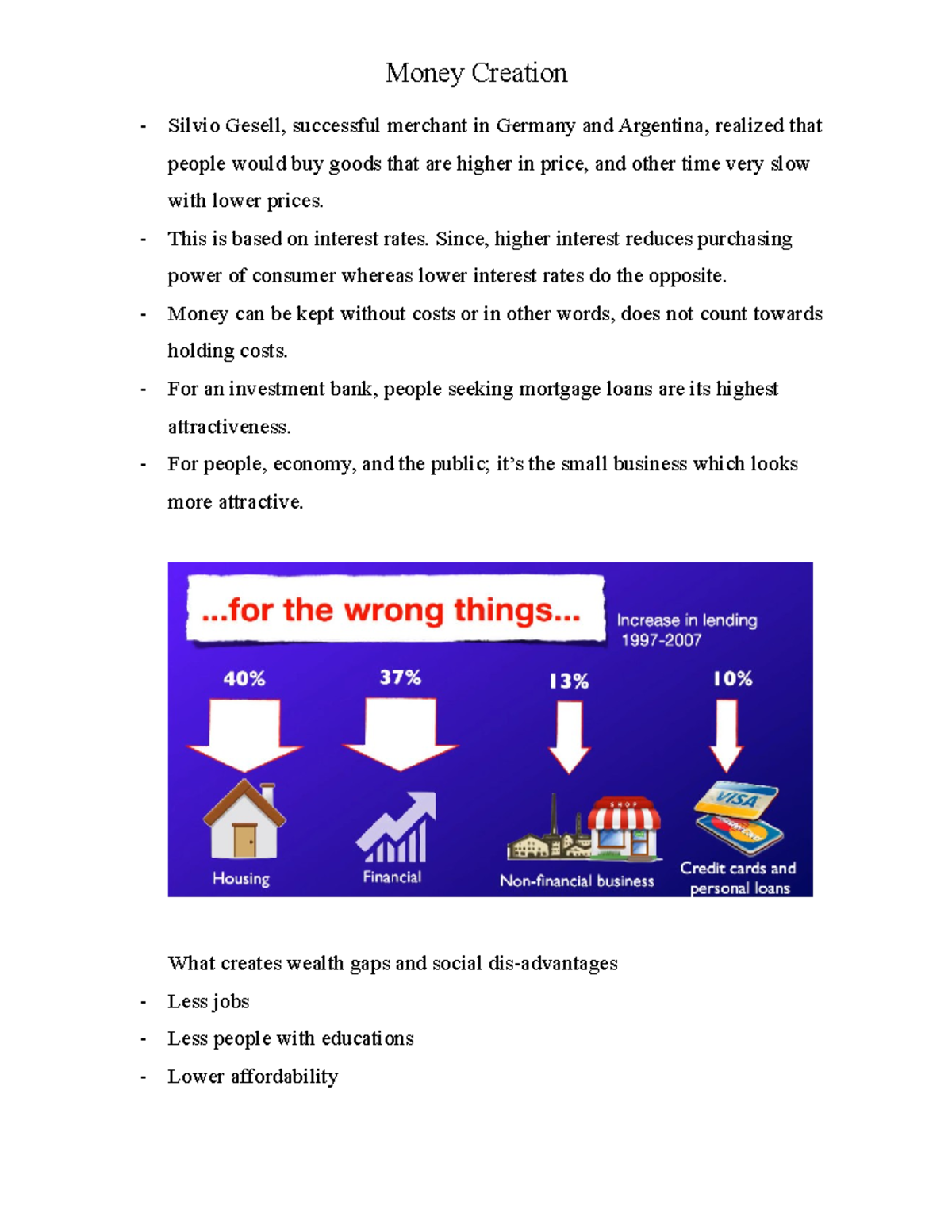 Lecture 5 Money Creation - Money Creation Silvio Gesell, successful ...