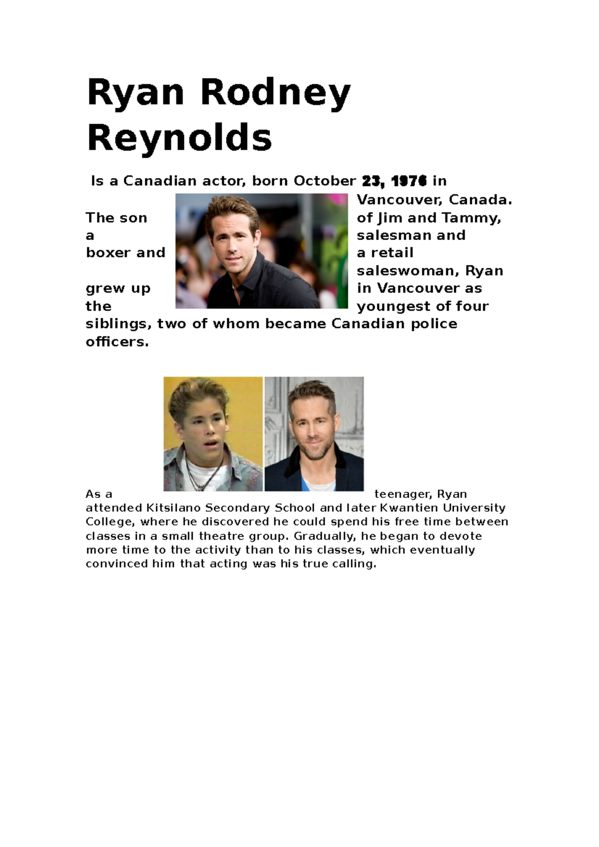 Ryan Rodney Reynolds - Ryan Rodney Reynolds Is a Canadian actor, born ...