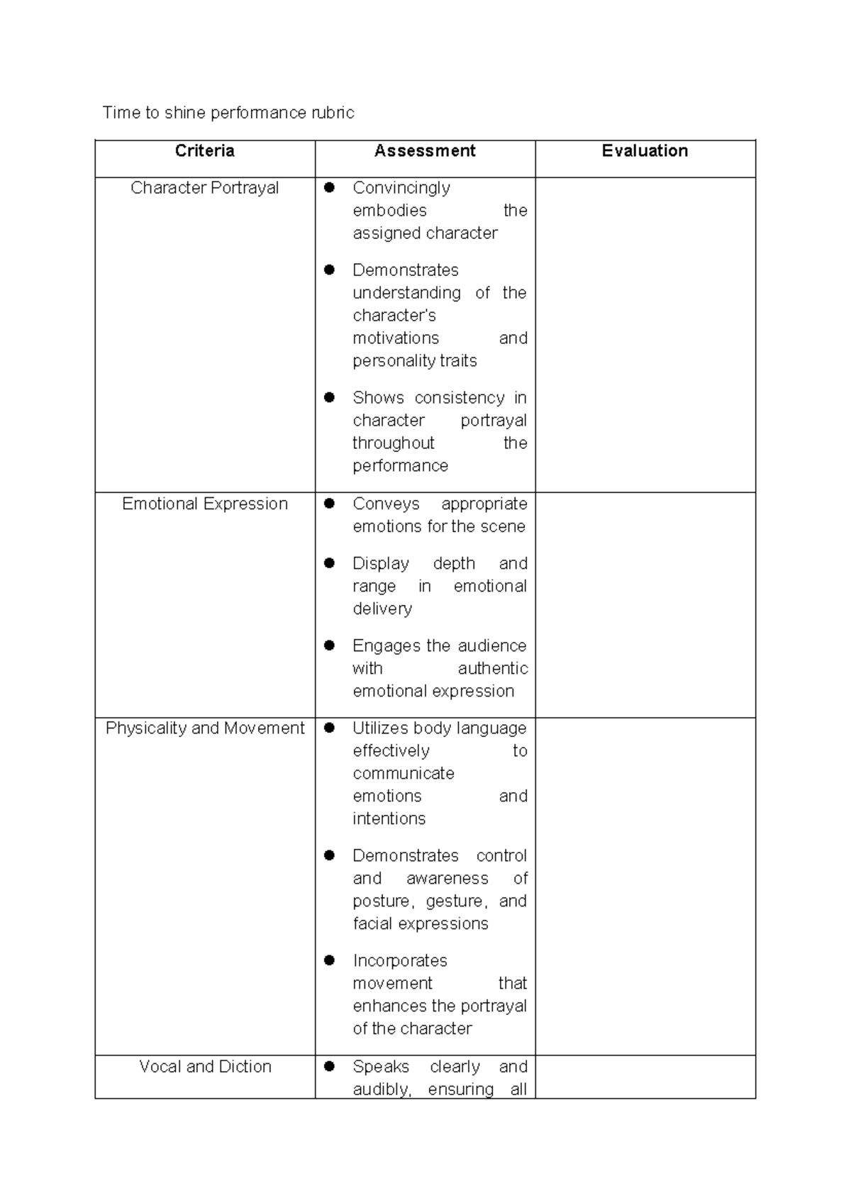 Mock interview rubric for career and college planning - Time to shine ...