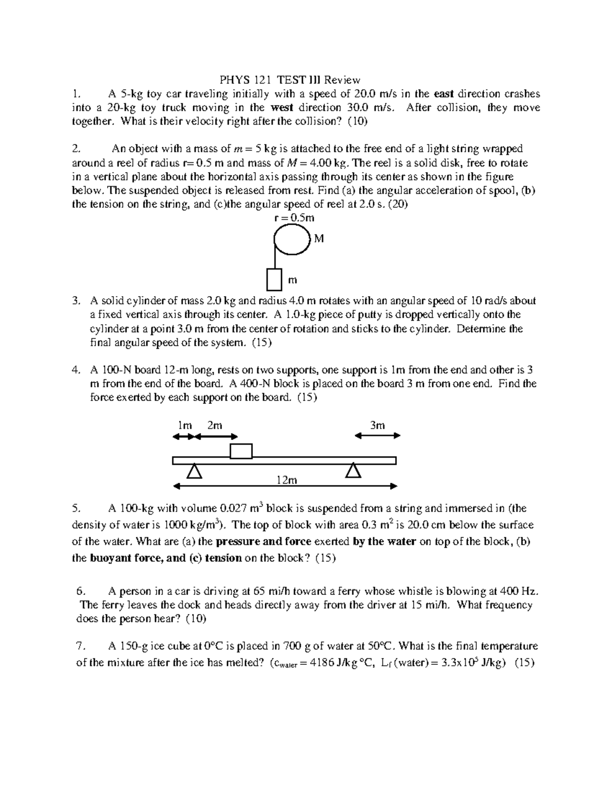 Phys 121 Review Phys 121 Test Iii Review A 5 Kg Toy Car Traveling