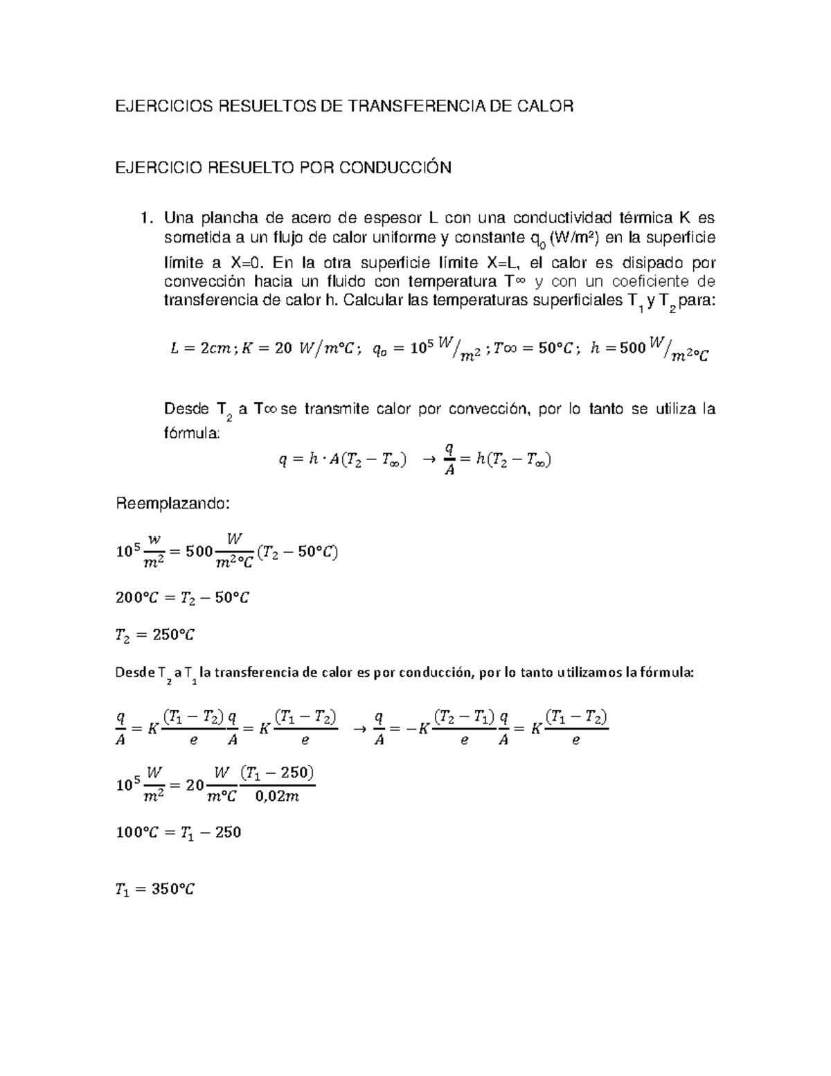 Ejercicios Resueltos DE Transferencia DE Calor - EJERCICIOS RESUELTOS DE TRANSFERENCIA DE CALOR ...
