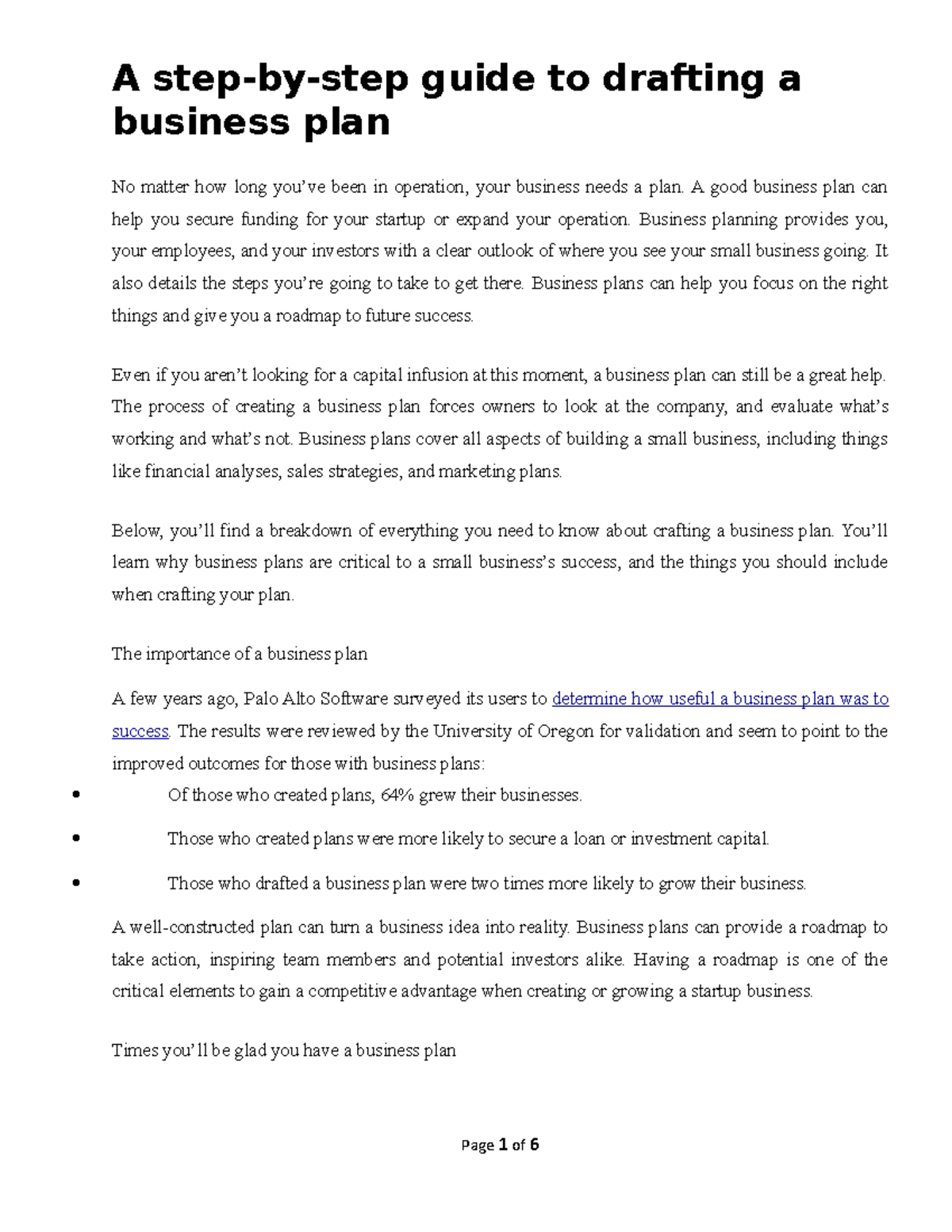 A step-by-step guide to drafting a business plan- fn reader no ...