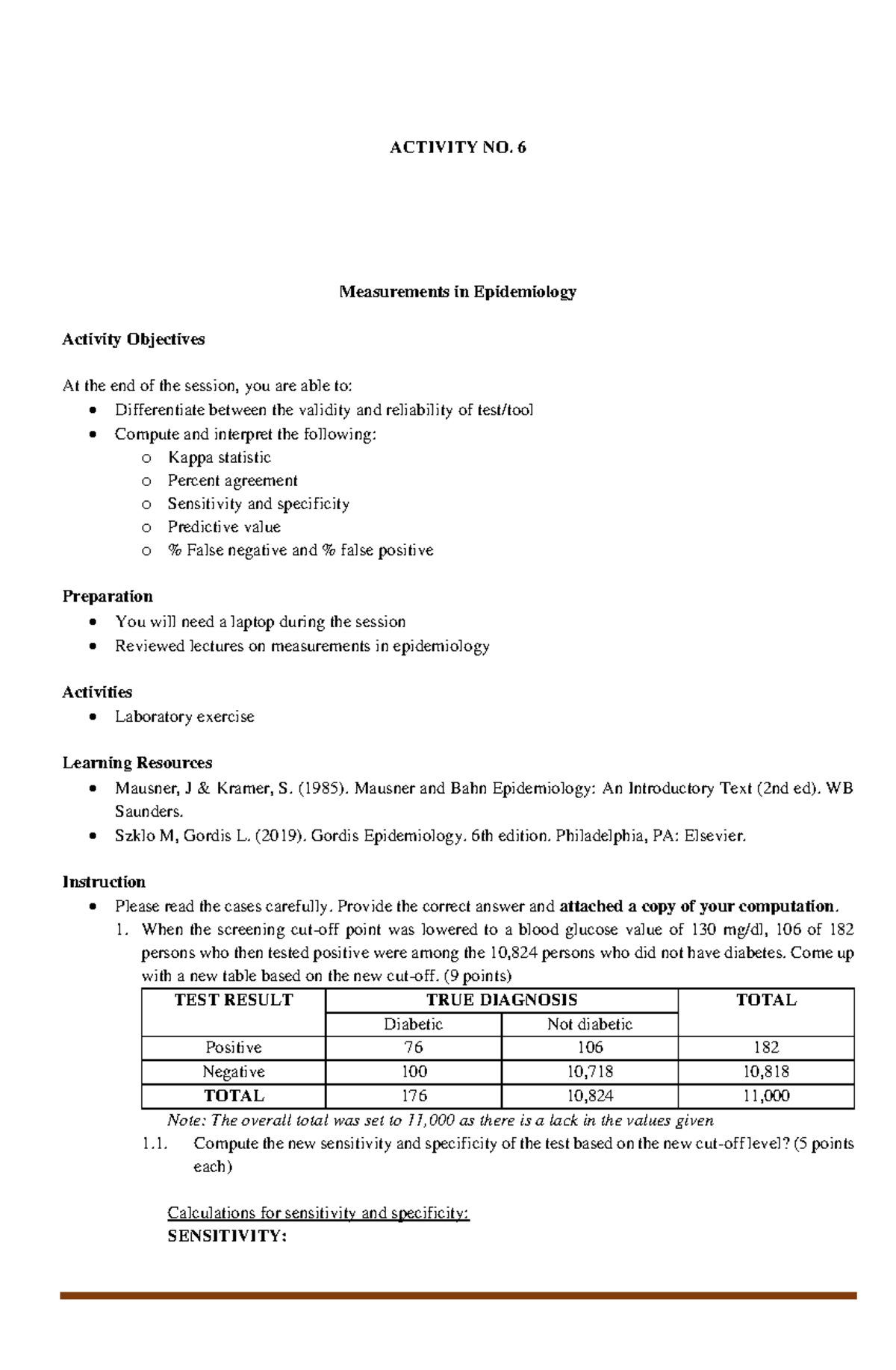 Act 6 Epidem Lab - ACTIVITY NO. 6 Measurements in Epidemiology Activity ...