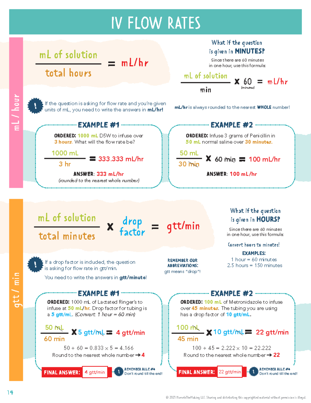 IV Flow Rates - MED MATH HELP - IV FLOW RATES = mL of solution total ...