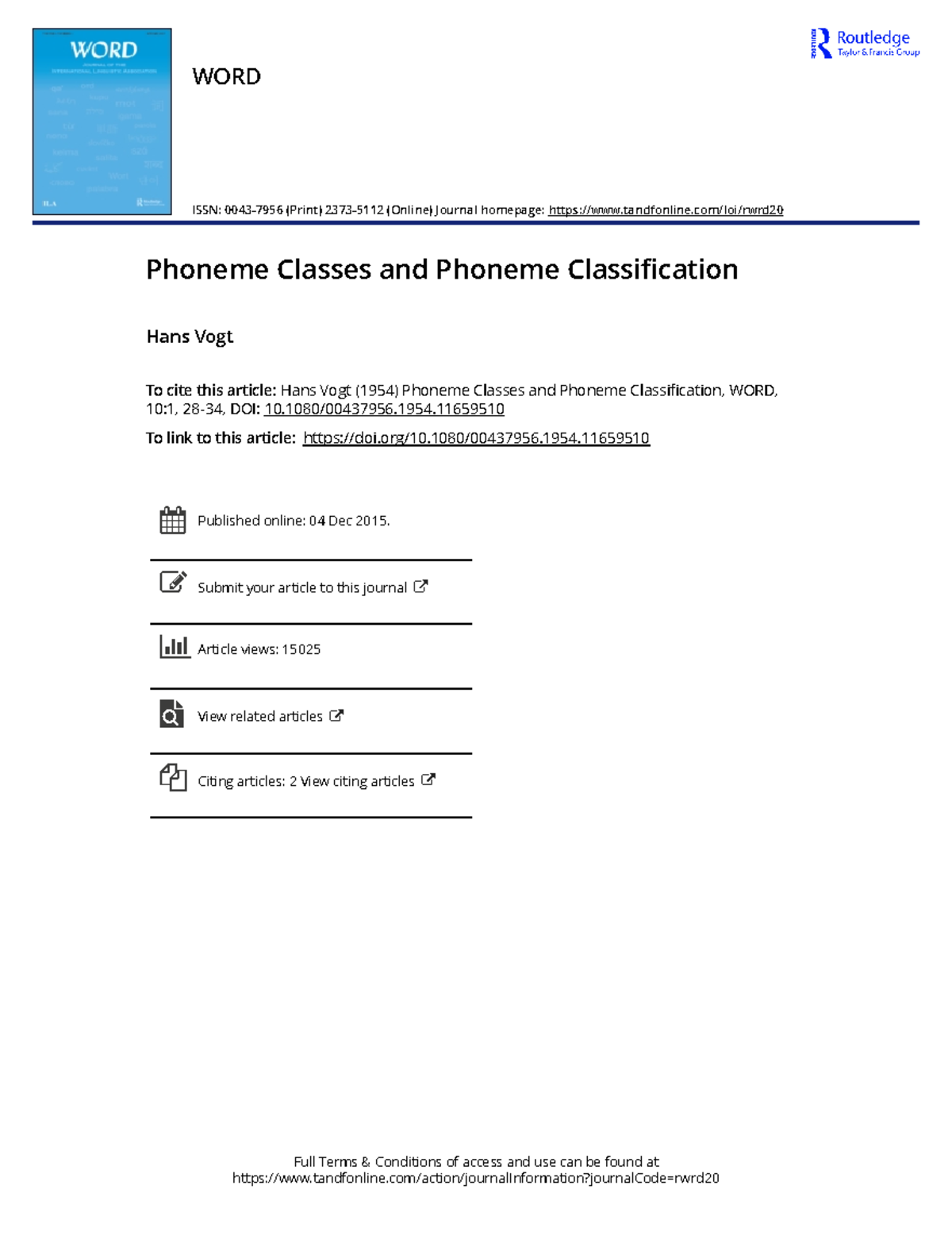 Phoneme Classes and Phoneme Classification - 1080/00437956. To link to this article: - Studocu