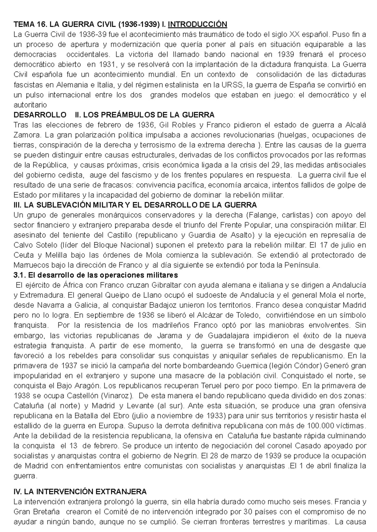 TEMA 16 y 17 - Franquismo/Guerra civil - TEMA 16. LA GUERRA CIVIL (1936 ...