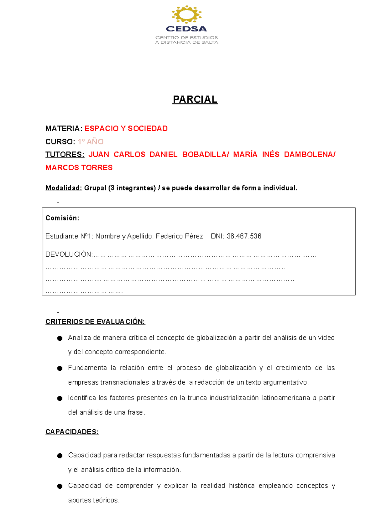 2024 - Parcial Espacio Y Sociedad - PARCIAL MATERIA: ESPACIO Y SOCIEDAD ...